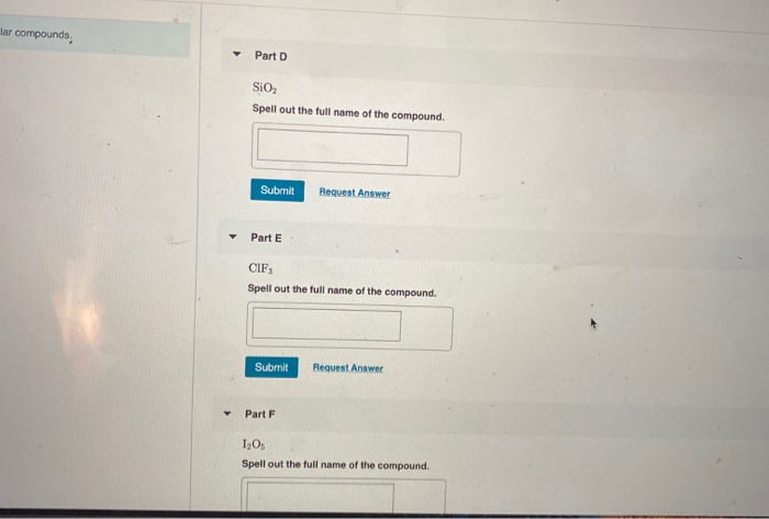 Solved lar compounds, Part D SIO Spell out the full name of | Chegg.com