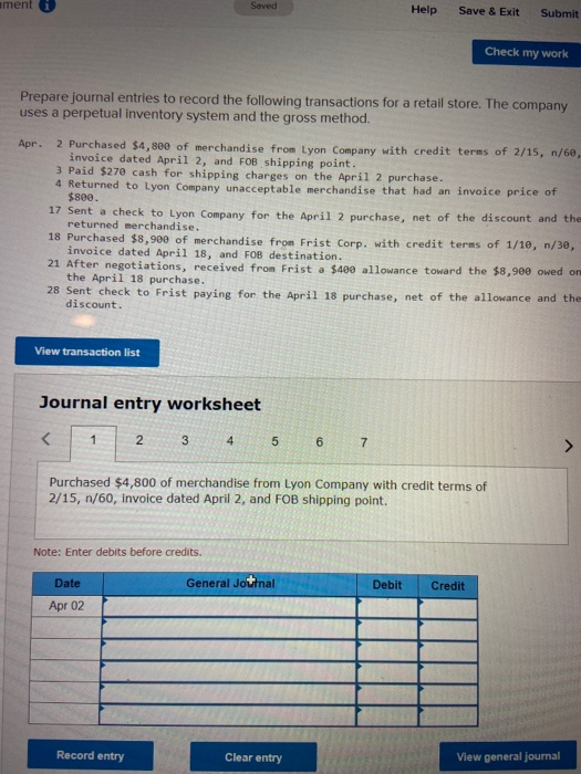 Solved Ament Saved Help Save And Exit Submit Check My Work 8827