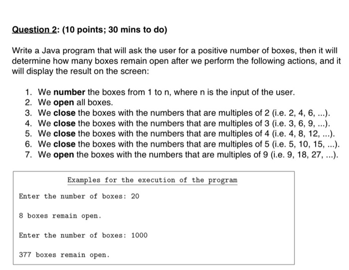 Solved Question 2: (10 points; 30 mins to do) Write a Java | Chegg.com