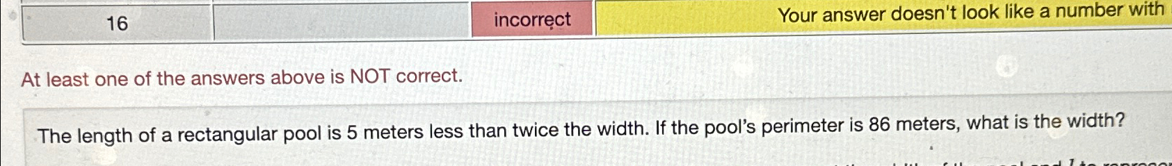 Solved The length of a rectangular pool is 5 ﻿meters less | Chegg.com