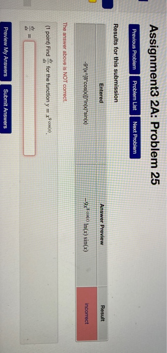 Solved Assignment3 2a Problem 25 Previous Problem Problem 