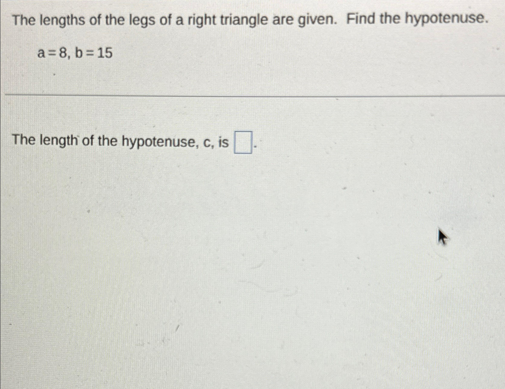 Solved The Lengths Of The Legs Of A Right Triangle Are Chegg