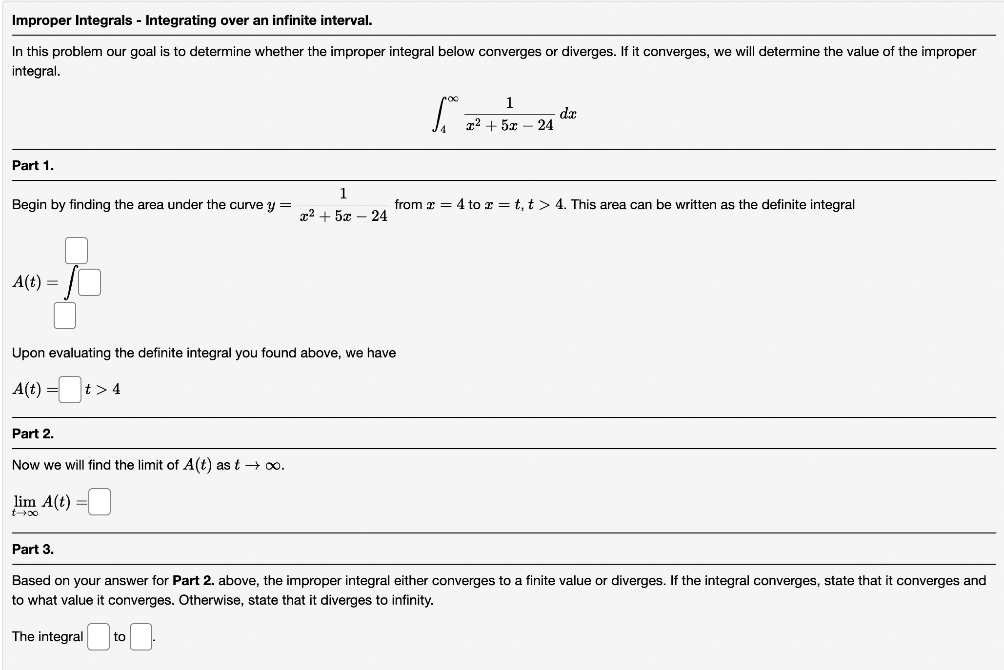 Solved Improper Integrals ﻿integrating Over An Infinite
