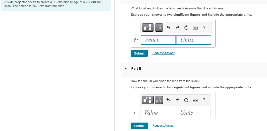 Solved A slide projector needs to create a 98-cm-high image | Chegg.com