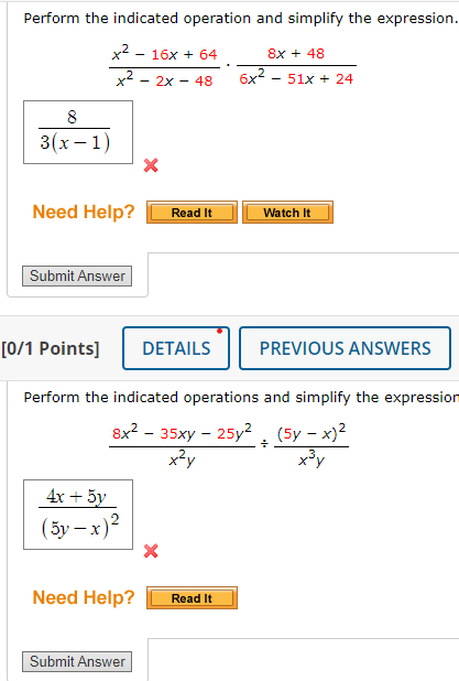 Solved Perform the indicated operation and simplify the | Chegg.com