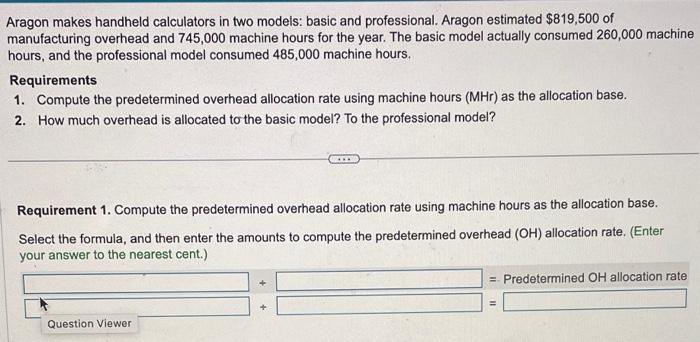 Solved Aragon makes handheld calculators in two models: | Chegg.com