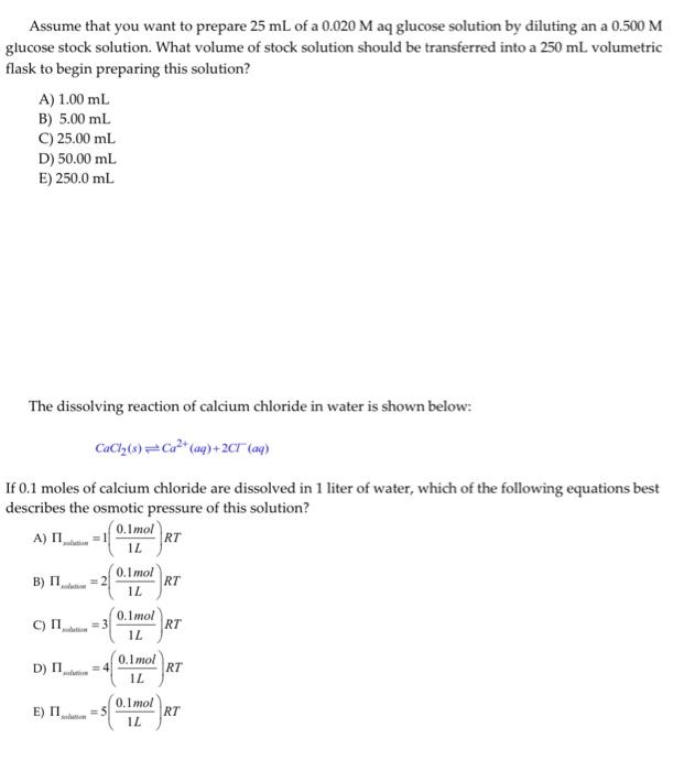 Solved Assume that you want to prepare 25 mL of a 0.020M aq | Chegg.com