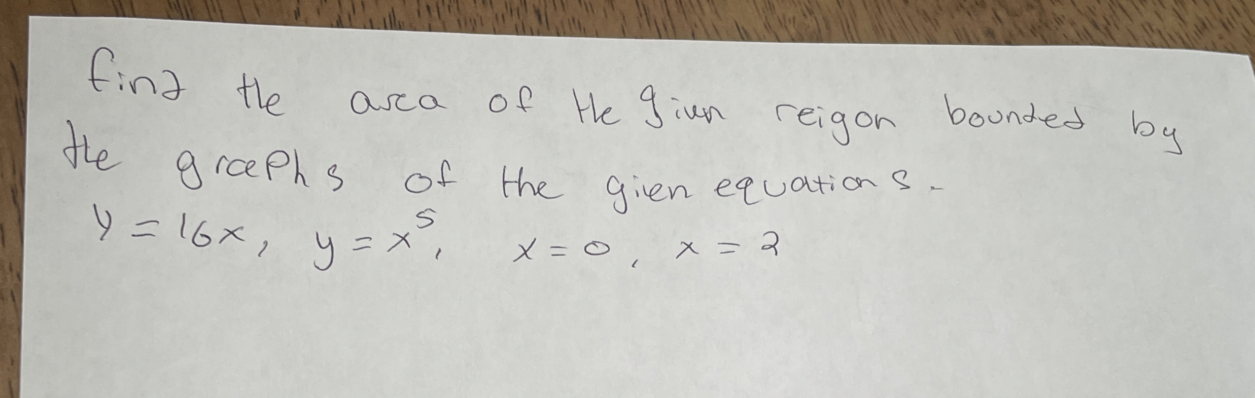 Solved find the arca of the gIven reigon bounded by the | Chegg.com