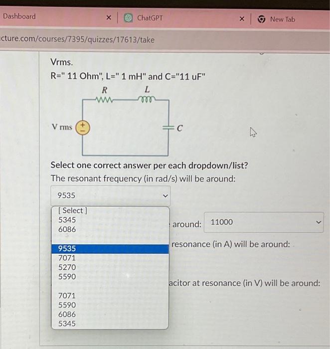 Solved The shown RLC series circuit is connected to AC | Chegg.com