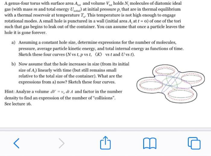 A genus-four torus with surface area A., and volume V | Chegg.com