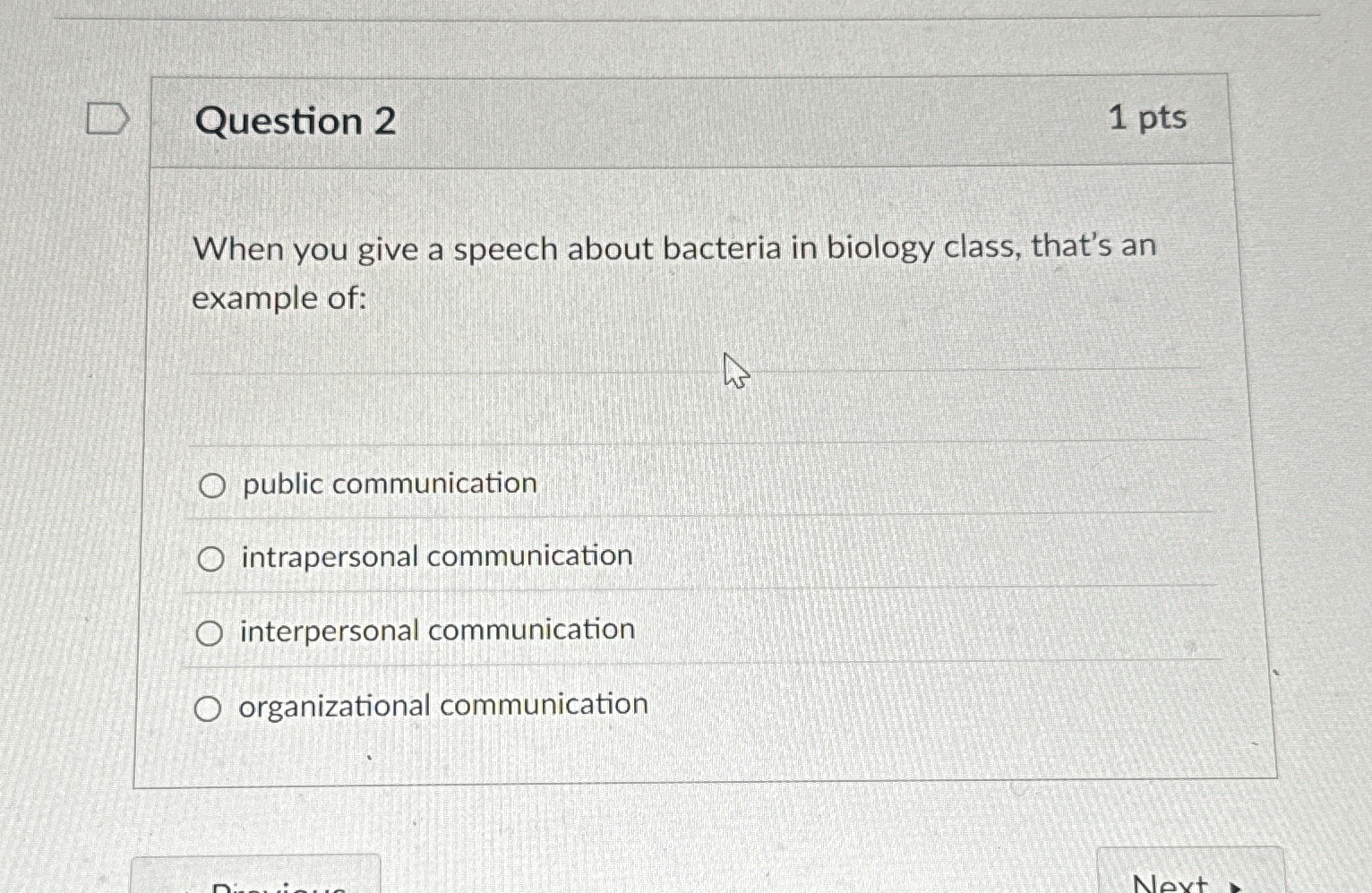 Solved Question 21 ﻿ptsWhen you give a speech about bacteria | Chegg.com