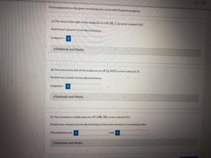 Solved Find endpoints) on the given normal density curve | Chegg.com