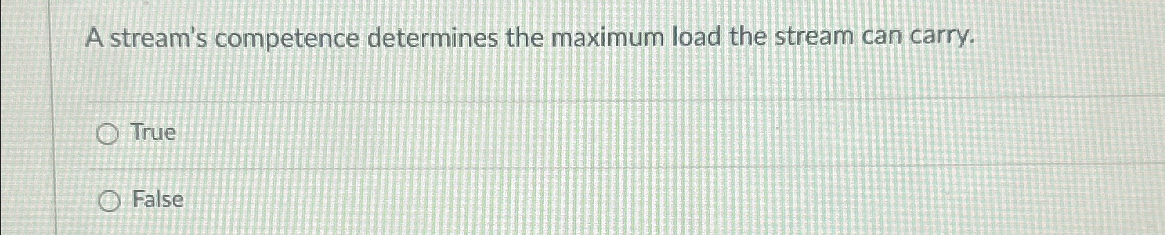 Solved A stream's competence determines the maximum load the | Chegg.com