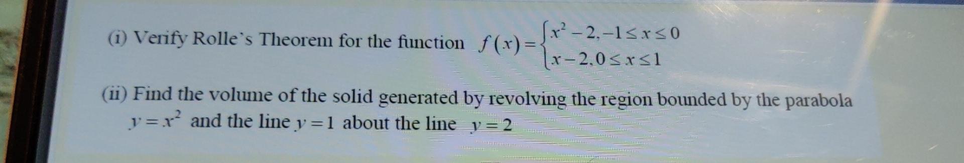 Solved (1) Verify Rolle's Theorem for the function f (x) = | Chegg.com
