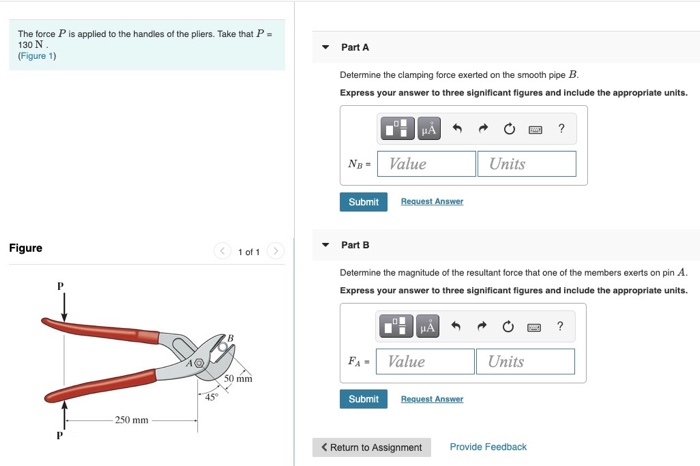 Solved The force Pis applied to the handles of the pliers. | Chegg.com