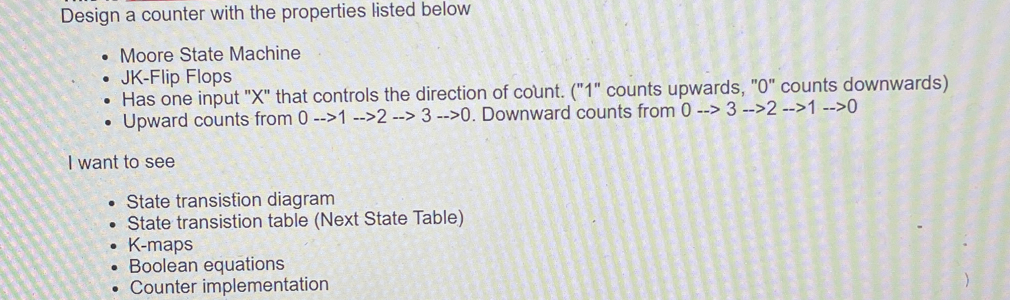Solved Design a counter with the properties listed | Chegg.com
