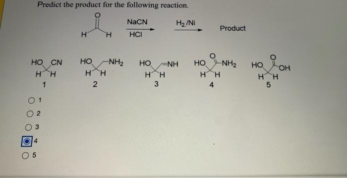 Solved Predict the product for the following reaction. H2/Ni | Chegg.com
