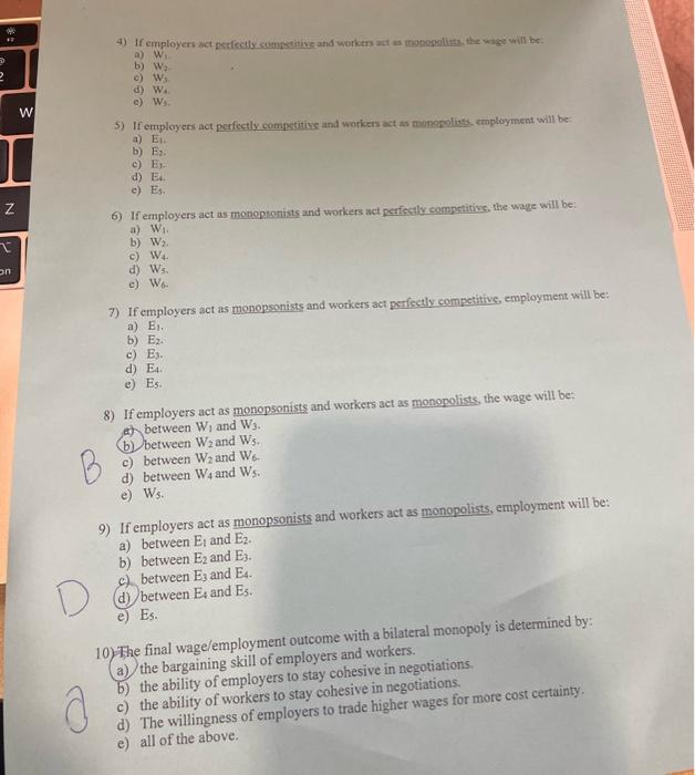 a) Wi (i) W3 o) Wi d) Wi a) Eif b) Eif. c) Ej: (d) | Chegg.com