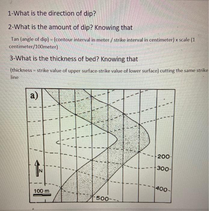 Solved 1-What is the direction of dip? 2-What is the amount | Chegg.com