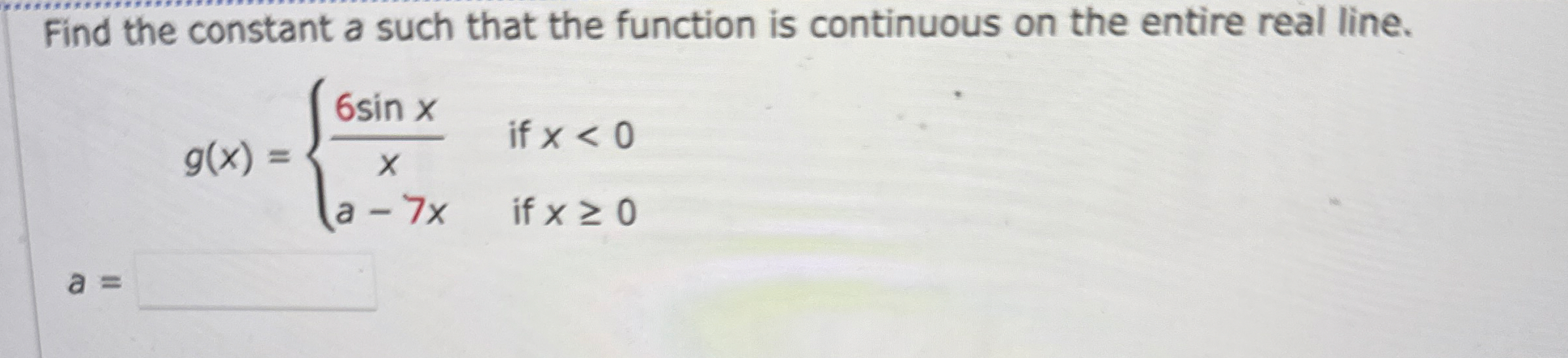 Solved Find the constant a such that the function is | Chegg.com