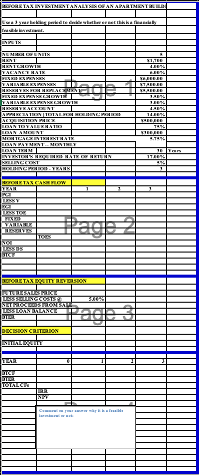 Please fill out pages 2,3,4 ﻿using the inputs from | Chegg.com