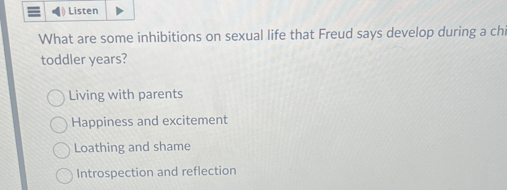 Solved ListenWhat are some inhibitions on sexual life that | Chegg.com