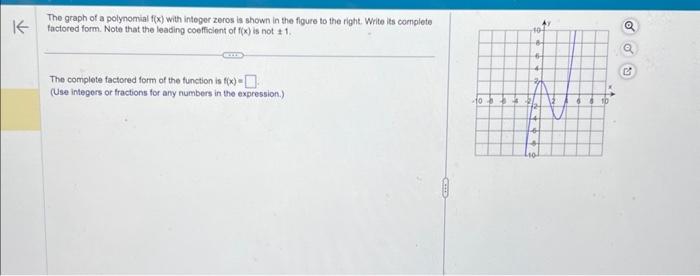 Solved The graph of a polynomial f(x) with integer zeros is | Chegg.com