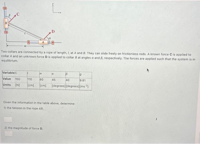Solved Two collars are connected by a rope of length, I, at | Chegg.com