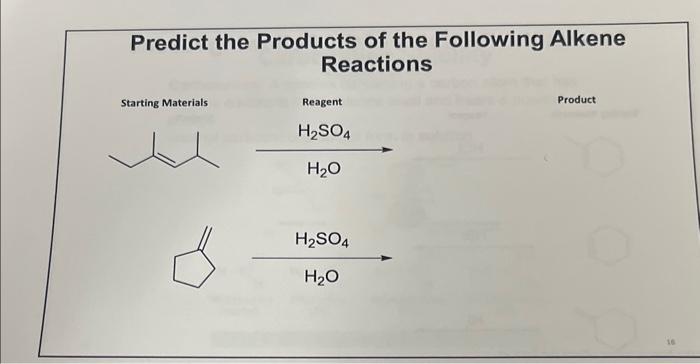 Solved Predict the Products of the Following Alkene | Chegg.com