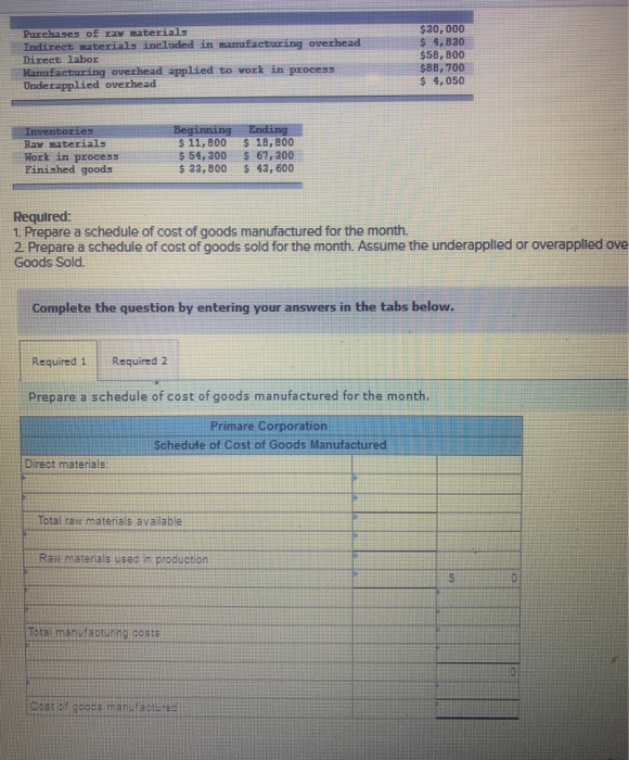 Solved Purchases of raw materials Indirect materials | Chegg.com