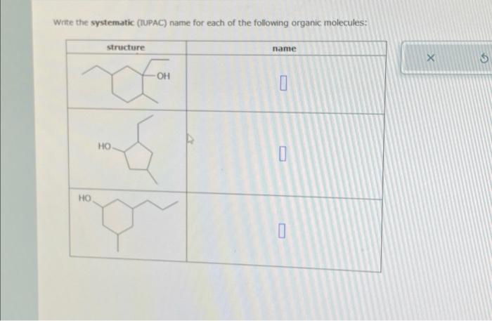 Solved Write the systematic (IUPAC) name for each of the | Chegg.com
