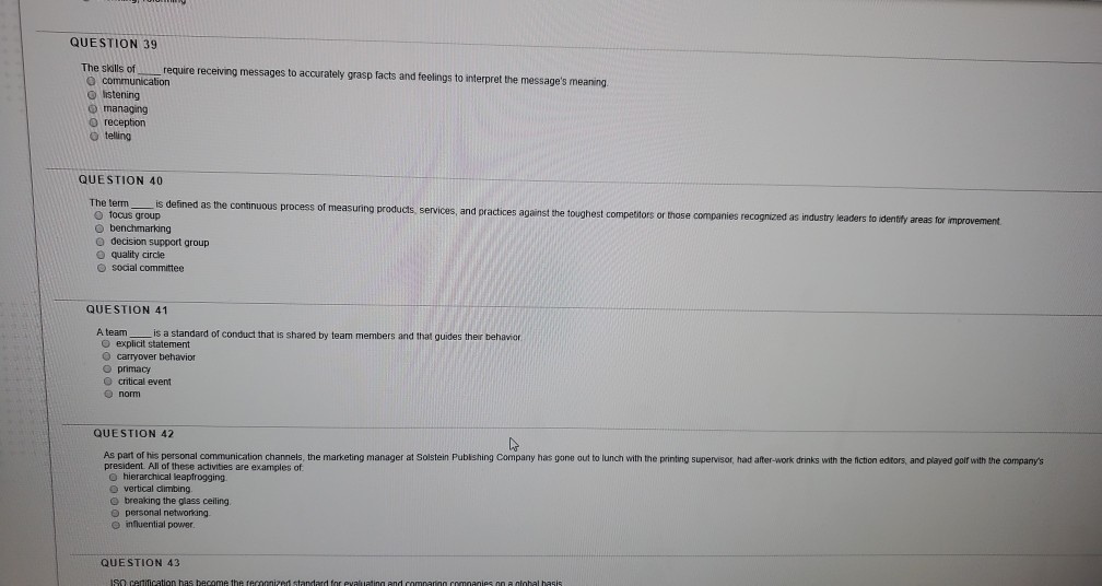 Solved QUESTION 39 The skills of require receiving messages | Chegg.com