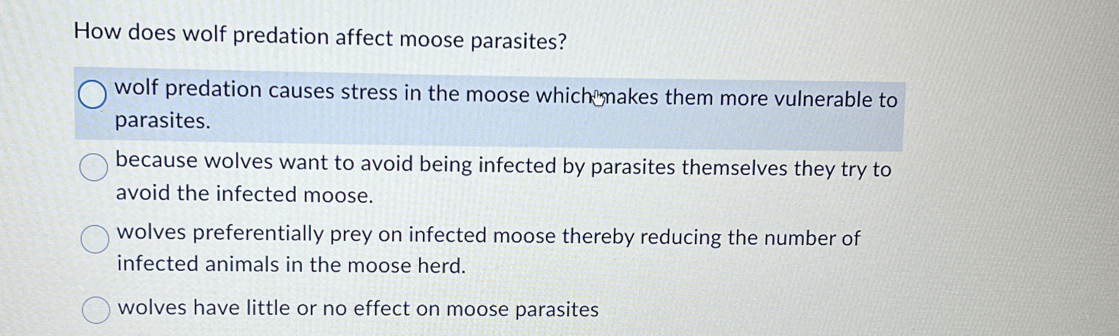 Solved How does wolf predation affect moose parasites?wolf | Chegg.com