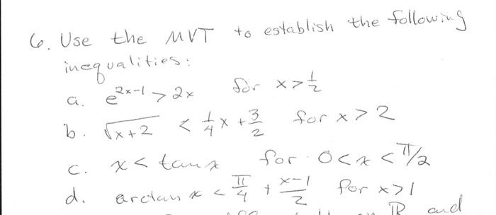 6. Use the MVT to establish the following | Chegg.com
