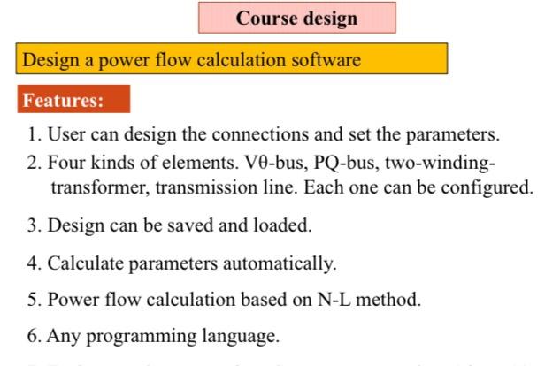 Course design Design a power flow calculation | Chegg.com