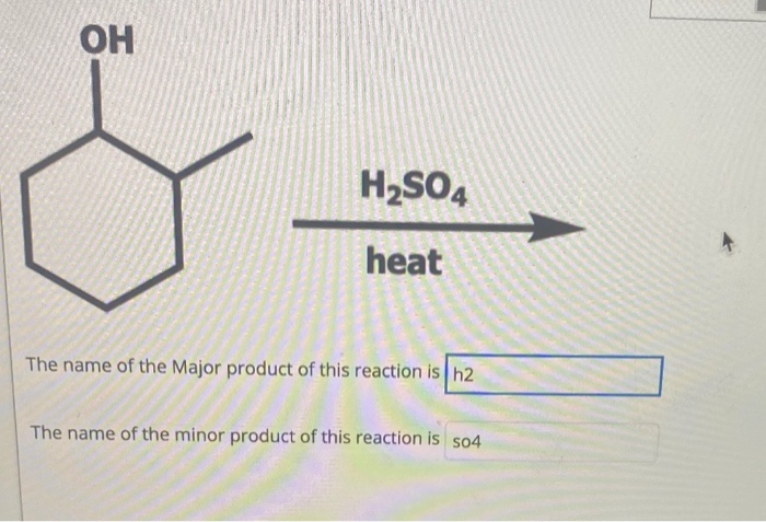 Solved OH H2SO4 heat The name of the Major product of this | Chegg.com