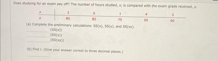 Solved (a) Complete the preliminary calculations: SS | Chegg.com