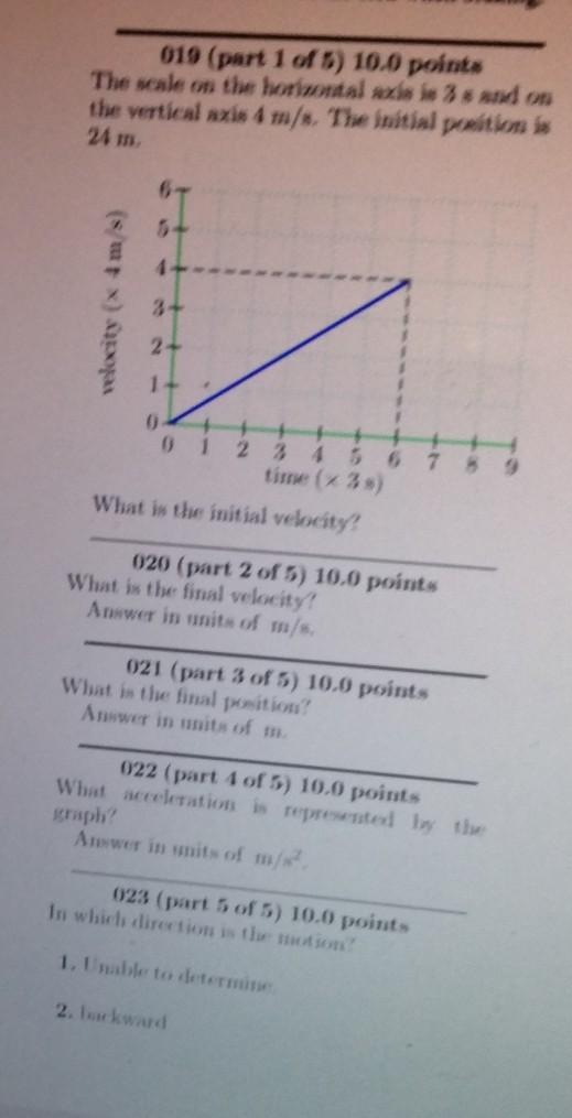 Solved 019 (part 1 of 5) 10.0 points The scale on the hortal | Chegg.com