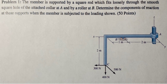 Solved Problem 1: The member is supported by a square rod | Chegg.com
