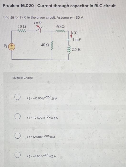 Solved Problem 16.020 - Current through capacitor in RLC | Chegg.com