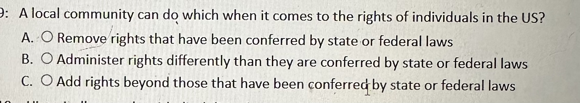 Solved A local community can do which when it comes to the | Chegg.com