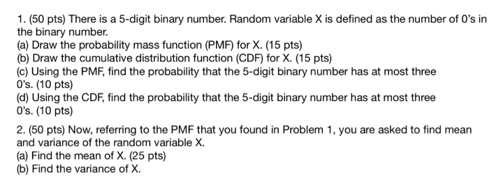 Solved 1. (50 pts) There is a 5-digit binary number. Random | Chegg.com