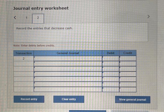 Journal Entry Worksheet Note Enter Debits
