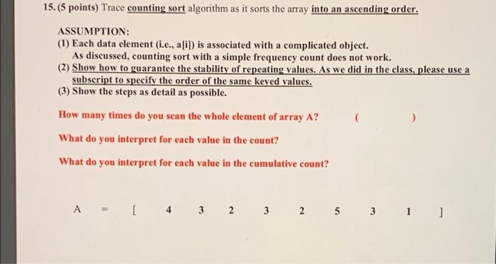 Solved 12. (5 points) Trace quicksort algorithm as it sorts | Chegg.com