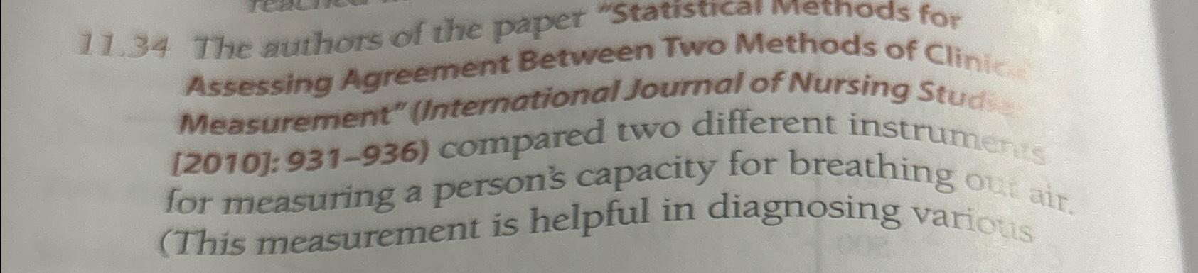 Solved 11 34 ﻿the Authors Of The Paper Statistical Methods