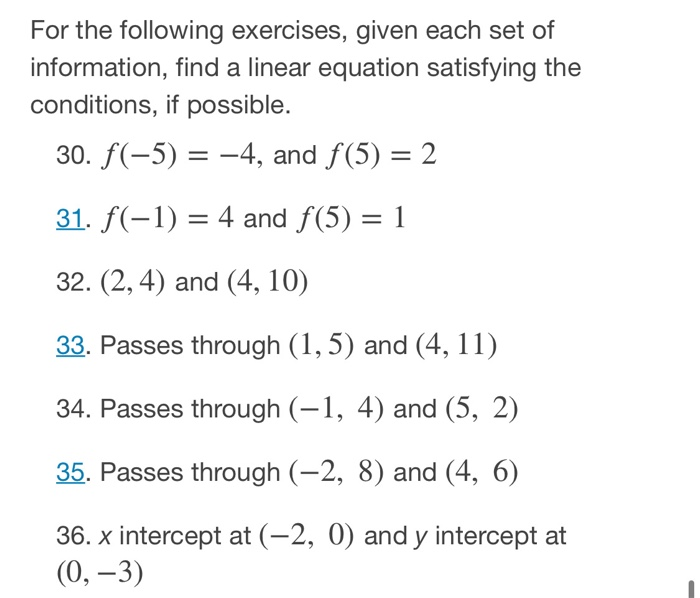Solved For the following exercises, given each set of | Chegg.com
