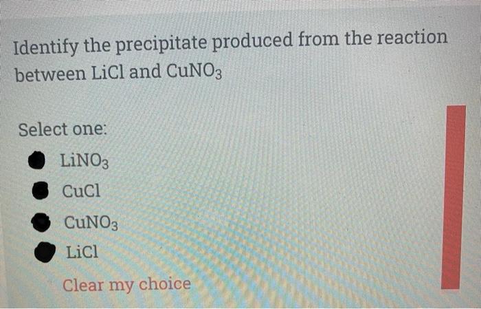 Solved Identify the precipitate produced from the reaction | Chegg.com