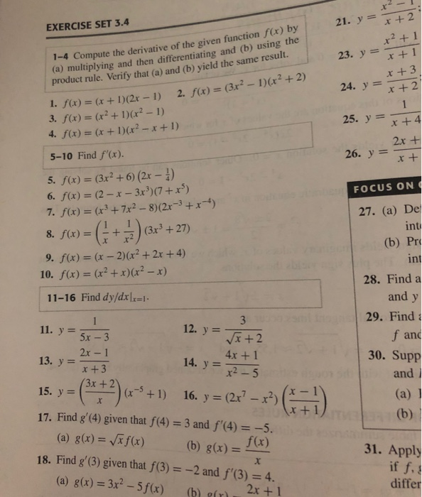 Solved Exercise Set 3 4 21 Y 21 2 1 23 Y X 1 1 4