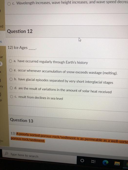Solved O c. Wavelength increases, wave height increases, and | Chegg.com