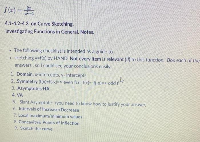 Solved f(x)=x2−12x 4.1-4.2-4.3 on Curve Sketching. | Chegg.com